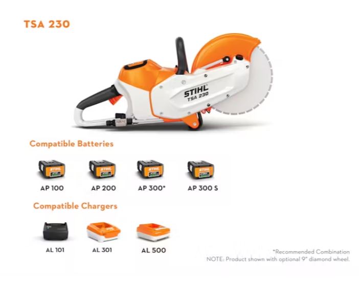 STIHL TSA 230 P Crodless Electric Cut Off Saw w/ (2) AP 300 S Batteries ...